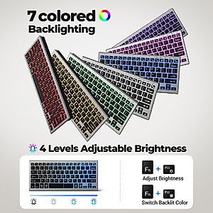 FENISIO Wireless Keyboard Mouse, Ultra Slim Bluetooth 2.4G Slient Wireless Keyboard and Mouse Combo with Backlit, Multi-Device USB Rechargeable Keyboard Mouse for Laptop PC Windows Desk (Silver White)