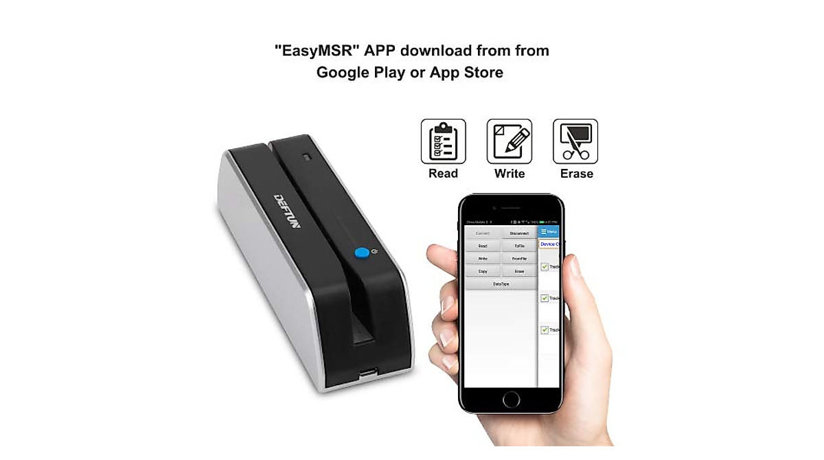 Bluetooth MSRX6 Credit Card Reader - Compact & Wireless Encoder