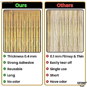 KatchOn, Champagne Gold Fringe Curtain Backdrop - Large, 6.4x8 Feet, Pack of 2 | Iridescent Gold Backdrop Curtain, Gold Streamers Party Decorations | Gold Curtain, New Years Eve Party Supplies 2024
