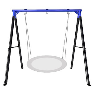 IKARE Upgraded Heavy Duty Metal Swing Frame with Ground Nails, Swing Stand for 440lbs Load Capacity, Fits for Most Swings, Great for Indoor and Outdoor Activities (Blue & Black)