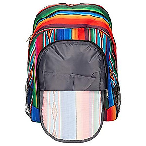 Serape Patterned 14 x 17 Inch Large Microfiber Zipper Padded Backpack