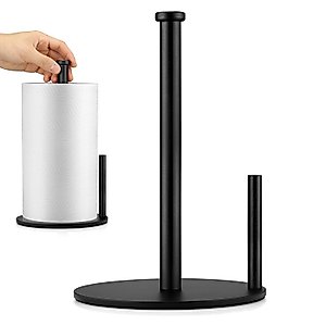 Black Paper Towel Holder, Countertop Paper Towel Holder, Steady Paper Roll Holder, Weighted Paper Towel Stand for Kitchen Bathroom