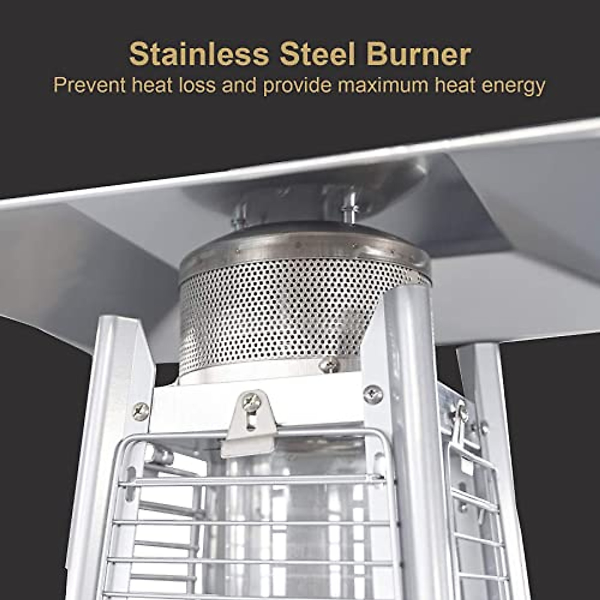 WERLIKE Outdoor Patio Heater，Pyramid Glass Tube Propane Patio Heater, with Black Wheels, for Outdoor Garden Camping Barbecue Party (Color : Brown)