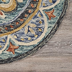 Lr Home Ox Bay Blaze Modern Distressed Floral Virgin Wool Indoor Area Rug