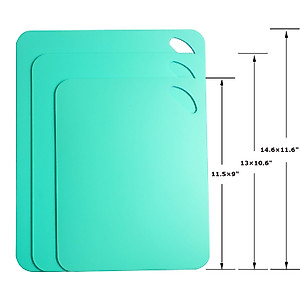 Plastic Flexible Cutting Mats for Kitchen, 3pcs Color Coded Chopping Board Set, Cutting Board Sheet for Kitchen Cooking, Dishwasher Safe（14.6x11.6"）