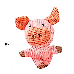 leasote Dog Squeaky Toys,Durable Dog Chew Toys,Cow/Lion/Elephant Stuffed Animals Pet Plush Toy for Small Medium Large Puppy Dogs Little Pig