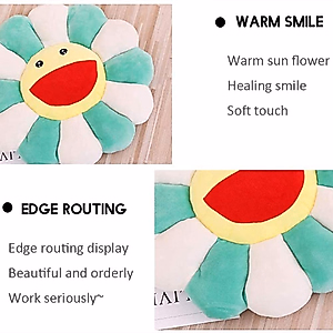 SNEPOO Smile Face Plush Rainbow Pillow, Sunflower Indie Decor Plush Pillow Soft & Comfortable Flower Floor Pillow for Home Reading Bed Room Decoration