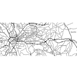 16 oz Tall Stemmed Wine Glass for Red or White Wine Wrap Around City Map Pittsburgh, PA Pennsylvania
