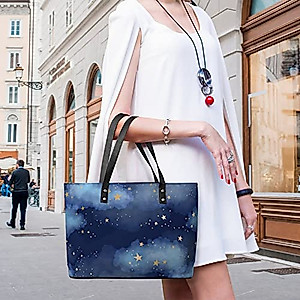 Womens Handbag Stars And Clouds Leather Tote Bag Top Handle Satchel Bags For Lady