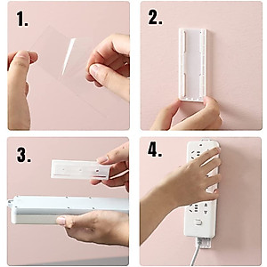 4Pcs Self-Adhesive Desktop Socket Fixer - Self Adhesive Power Strip Holder, Power Strip Holder fixator, Desktop Mountable Plug-in Socket Fixer Bracket Stand (White)