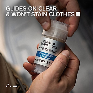 Aluminum-Free Natural Deodorant for Men by Bravo Sierra, 2-Pack - Long Lasting All-Day Odor and Sweat Protection - Tonka Bean & Lemon, 3.2 oz - Paraben-Free, Baking Soda Free, Vegan & Cruelty-Free