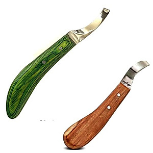 PRECISION CANADA Super Sharp Loop Blade Hoof Knife for Right Handed of Japanese Stainless Steel with Smooth Wooden Handle
