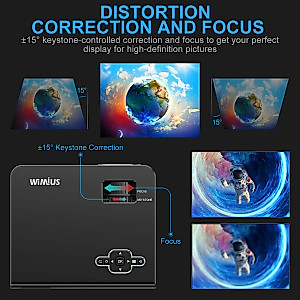 Mini Projector Native 720P Full HD, Portable Video Projector Outdoor Movie Projector, LED Home Theater Projector 1080P and 300" Supported, Compatible with PS4, PC, VGA, TV Stick, HDMI, AV and USB