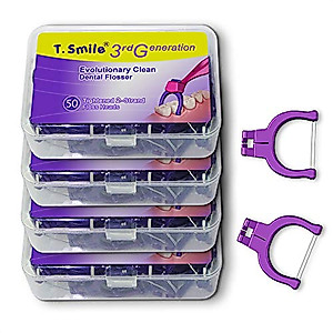 T.Smile Evolutionary Clean Dental Flossers, Kit of Refills Plus Long Handle (200 T-Tension Refills)