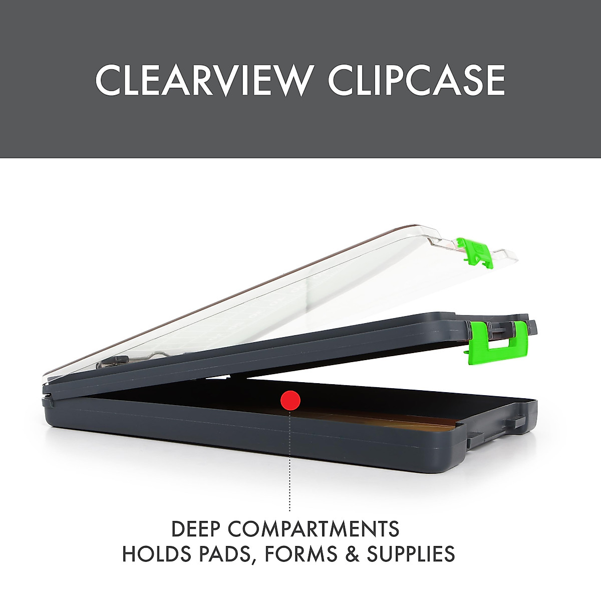 Dexas 5717-802 Clearview Clipcase clipboard, Green, 13.75 X 9.5 Inch