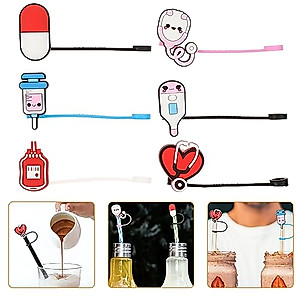 6PCS Straw Covers Straw Toppers for Tumblers Nurse Straw Covers Reusable Drinking Straw Cap Covers Silicone Straw Tip Covers Dust-proof Straw Plug