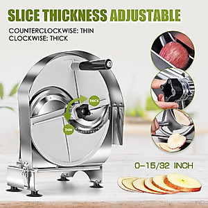 NEWTRY Commercial Vegetable Slicer Manual Potato Slicing Machine Fruit Cutter Onion Slicer 0-15/32 inch Stainless Steel