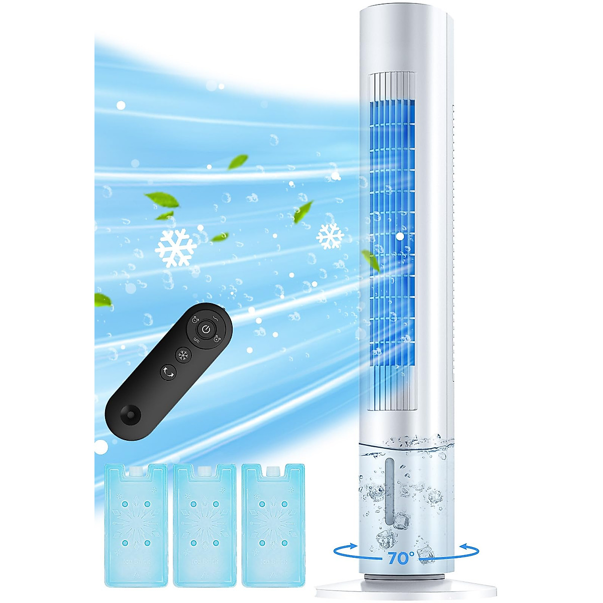 BALKO 35 INCH Evaporative Air Cooler, 2024 Upgraded Swamp Cooler Air Conditioner 20Ft Remote, 70°Oscillation Windowless Air Conditioner, 3 Speeds, Smart Timer for Auto-Off, Air Cooler for Room Bedroom