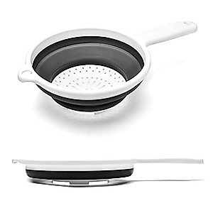 Silicone Colander Collapsible Colanders and Strainers - 2 Quart Pasta Food Strainer Kitchen Strainer with Handle