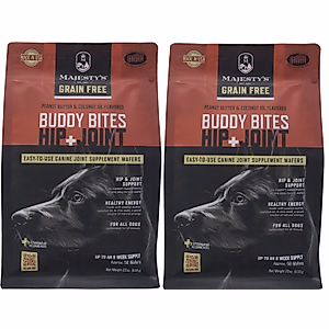 Majesty's Buddy Bites Grain Free Hip & Joint Support Dog Treat Supplement, Carob & Sweet Potato Wafers for Medium & Large Dogs - 112 Count Bag (Up to 16 Week Supply)