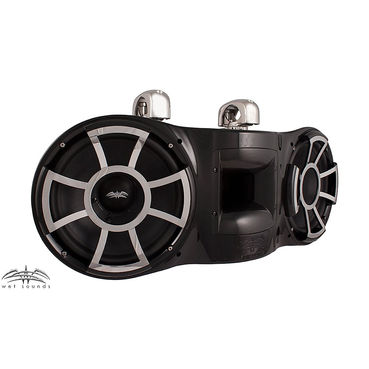 Wet Sounds REV 410 Swivel Clamp Tower Speaker, fits 1-7/8in to 3in Pipes - Black (Renewed)