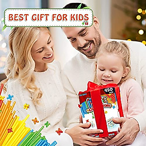 Creative Straw Toys 450Pcs STEM Building Toys Aged for 3 4 5 6 7+ Preschool Kids Constructor Toy Thin Tube Toy DIY Educational Toy Interlocking Plastic Engineering Toys Kit for Boys and Girls Gift