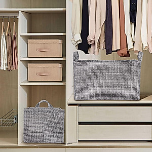 GOMAJI Storage Bins, Fabric Storage Baskets with Handles, Closet Organizer Bin for Clothes, Toys, Books, Nursery, Home Office, Black & White, 2-Pack, 14.75" L x 10.25" W x 8.25" H