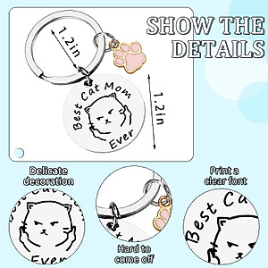 Cat Mom Keychain Funny Mom Gift Keychain for Women Cat Tag Pendent Mother Car Keychain New Puppy Cat Keychain from Daughter Son Husband for Birthday Mother’s Day Valentine's