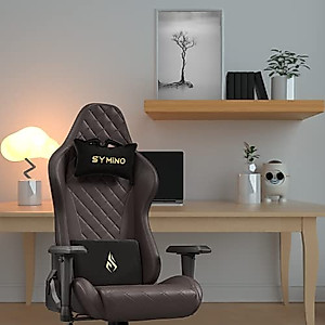 symino Gaming Chair Ergonomic PC Chair Racing Style Computer Chair with 3D Armrest, Vintage Style PU Leather Office Chair(Brown)