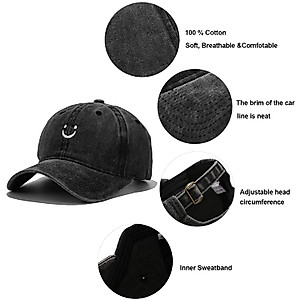 Umeepar 3 Pack Baseball Cap Vintage Distressed Low Profile Unstructured Smile Face Dad Hat Adjustable for Women Men (Black, Grey, Khaki)
