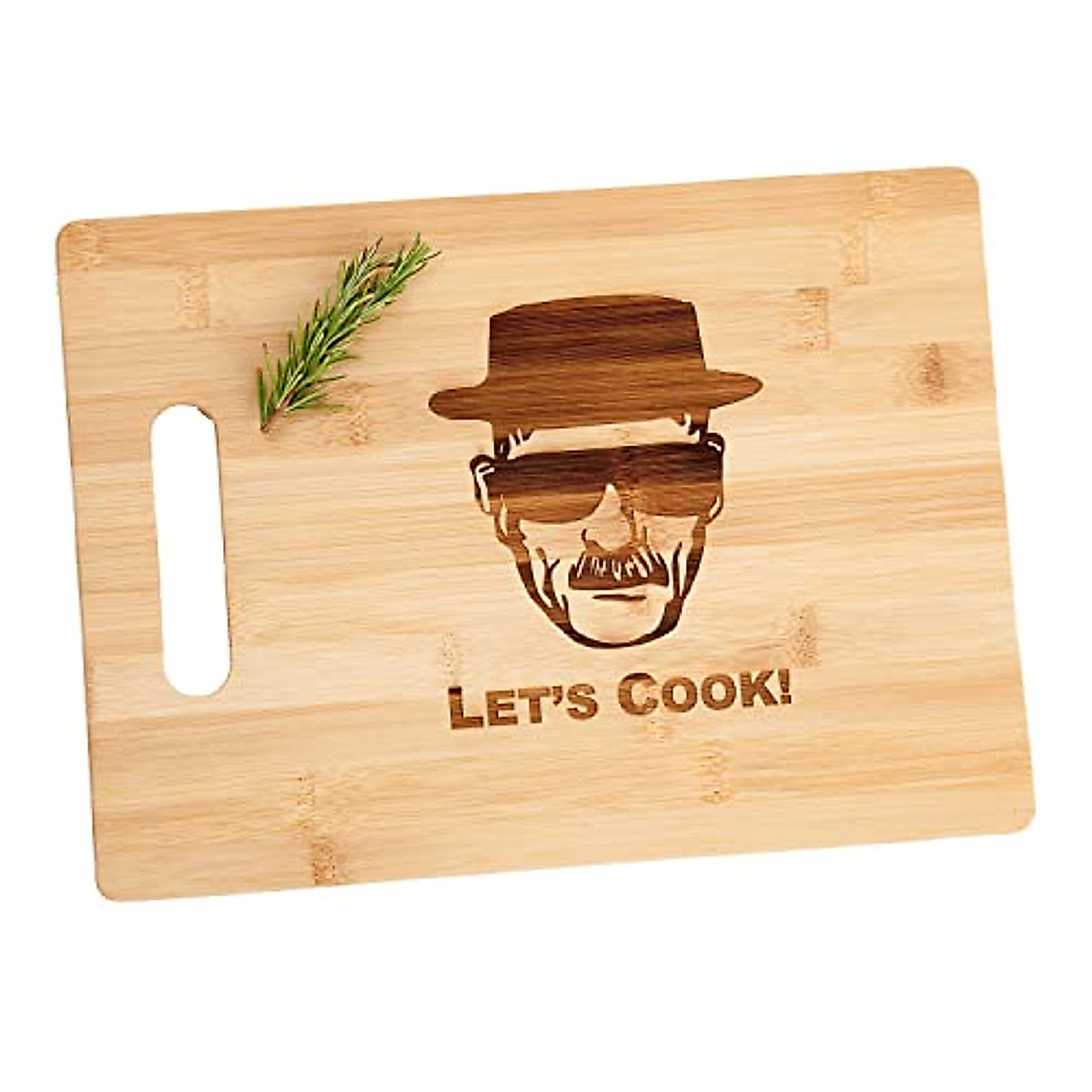 Breaking Bad Engraved Bamboo Wood Cutting Board with Handle Funny Gift for Father's Day Birthday Christmas Charcuterie Cheese Tray 13 x 9.5"