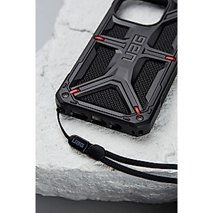 URBAN ARMOR GEAR UAG Designed for iPhone 15 Pro Max Case Monarch Kevlar Black 6.7" Bundle with UAG Paracord Lanyard Adjustable Wrist Strap Black