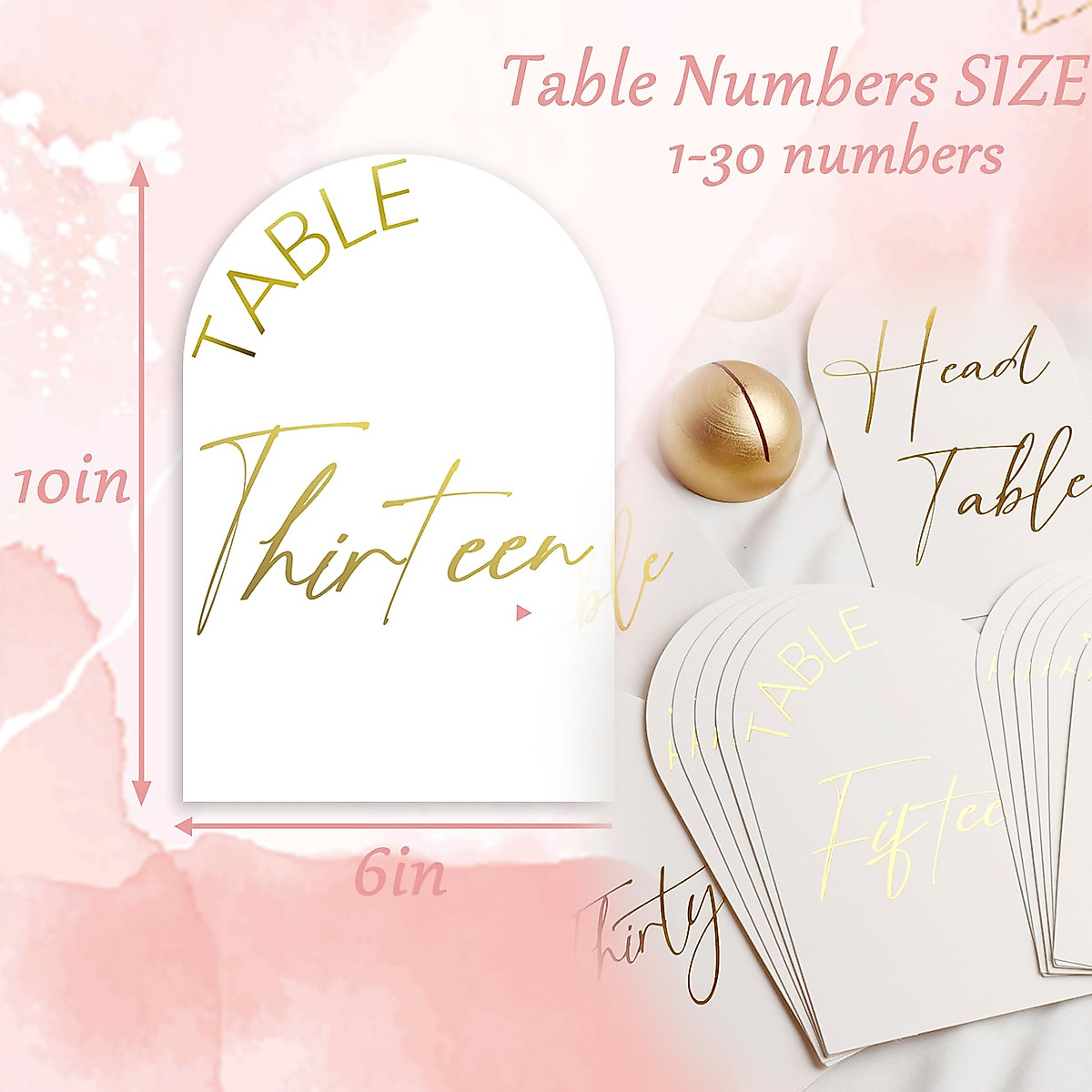 ontigola Modern Arch Table Number Card Stock Signs for Wedding Reception Set of 1-30 + Head Table 4" x 6" Shiny Gold Foil Table Number Card Signs for Restaurant, Event Party