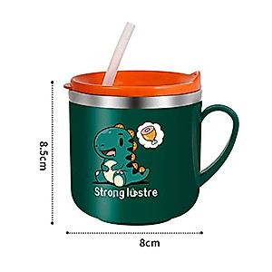 Toddmomy Milk Kids Steel Bottle Drinking Straw Stainless Plastic Cup Scale Anti-scalding Handle Cover and Silicone Ml with Baby Water