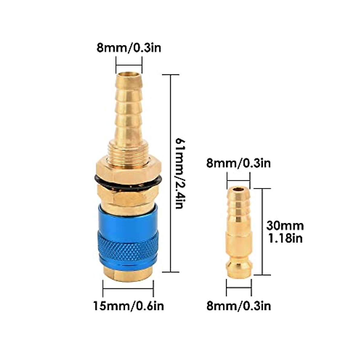 Luckyweld Tig Torch Quick Connect Fittings Set, 2Pcs Water Cooled Gas Adapter Fitting Red and Blue Tig Quick Connect Adapter for MIG TIG Welder