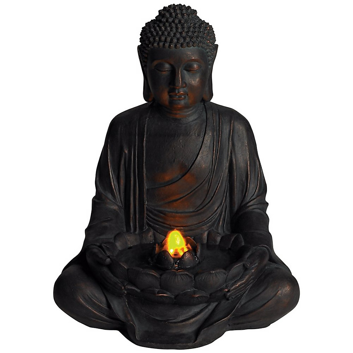 Meditating Zen Buddha Outdoor Water Fountain 27 1/2" High with LED Light Meditation Decor for Table Desk-Top Garden Yard Patio Porch Home Bedroom House Living Room Exterior - John Timberland