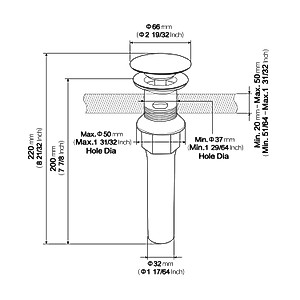 KAIYING Pop Up Drain, Bathroom Sink Drain Stopper with Overflow, Vessel Sink Drain Assembly with Detachable Basket Stopper, Anti-Explosion and Anti-Clogging Drain Strainer (Brushed Nickel)