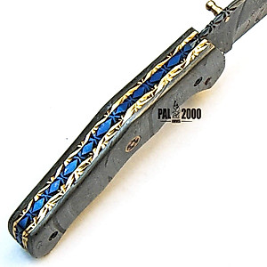 POC-9453 Handmade Damascus Steel 7.4 Inches Folding Pocket Knife - Damascus Handle