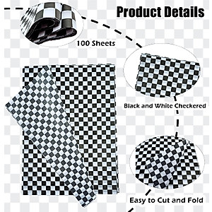 MUNILAIL 100 Sheets Checkered Tissue Paper 14 x 20 Inches Black and White Tissue Paper for Gift Bags Bulk Race Car Wrapping Paper Gift Paper Tissue for Birthday Gift Packing Crafts