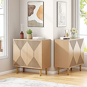 LITTLE TREE Sideboard Buffet Modern Storage Cabinet with Doors Brown