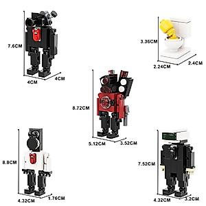 5-in-1 Skibidi Toilet Plush Doll Figure Building Block - Includes Toiletman,Cameraman,Speaker Titan,TV Man,Speaker Man Building Kits - Cute Game Model Collection Toy Gift for Boys,Girls,Kids (240PCS)