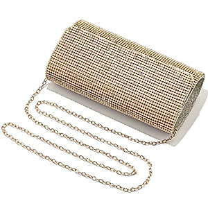 Yokawe Women's Bling Crystals Evening Clutch Bag Sparkly Rhinestone Purse Crossbody Bags Wedding Prom Party Handbags (Gold)