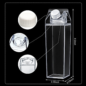 17 oz Milk Carton Water Bottles Clear Plastic Milk Box Portable Reusable Square Juice Bottles for Outdoor Sports Travel Camping Activities(6 Pieces)
