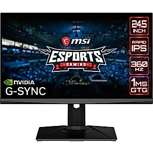 MSI Oculux NXG253R, 25" Gaming Monitor, 1920 x 1080 (FHD), Rapid IPS, 1ms, 360Hz, G-Sync, HDMI, Displayport, Tilt, Swivel, Height Adjustable, Pivot