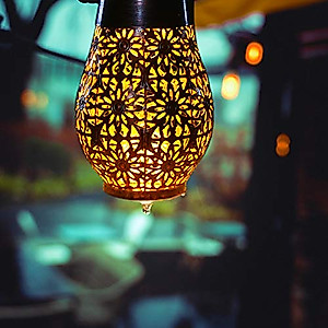 Shengming Daisy Design Super Big & Bright Lantern Hanging Garden Outdoor Solar Lights Metal Waterproof LED Table Lamp Decorative (Oval Shape) l