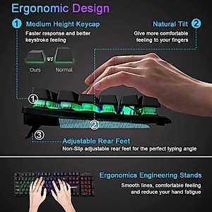 XYLXJ Computer Keyboard and Mouse Combos, Wired Gaming Keyboard Mechanical Feeling Backlit Keyboards USB Keyboard Waterproof Computer Game Keyboards