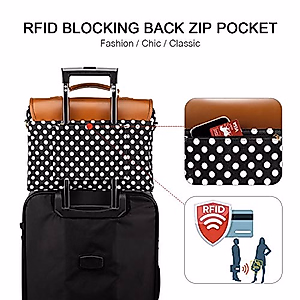 LOVEVOOK Computer Bag Laptop Bag for Women Cute Laptop Messenger Bag for Work College, Polka-Brown, 14-Inch