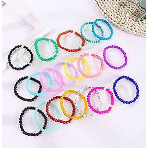 SAMOCO 24Pcs 6mm Beaded Stretch Bracelet Handmade Round Glass Bracelet for Women Multicolor Matte Beads Elastic Bracelet