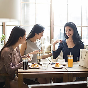 Glass Cups Set of 4 - 22oz Mason Jar Drinking Glasses With 4 Bamboo Lids & Straws & Plastic Lids - Cute Reusable Boba Bottle, Iced Coffee Glasses, Travel Tumbler for Bubble Tea, smoothie, Juice Jug