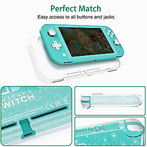 TIKOdirect Carrying Case for Switch lite, Shockproof Portable Travel Bag with Glitter Galaxy case, Screen Protectors and Cute Leaf Thumb Grips Caps, Animal Crossing Green